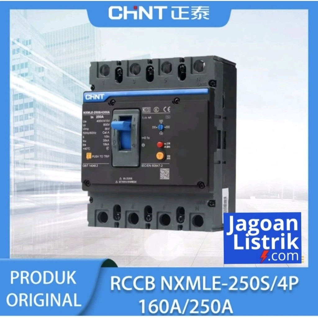 Jual RCCB MCCB Breaker CHINT NXMLE-250S 4P 160A / 250A 35kA Chnt ELCB NXMLE 250S | Shopee Indonesia