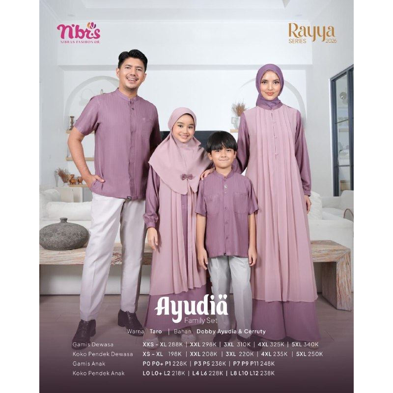 Jual Sarimbit Nibras Rayya Series AYUDIA Taro Seragam Sarimbit Keluarga ...