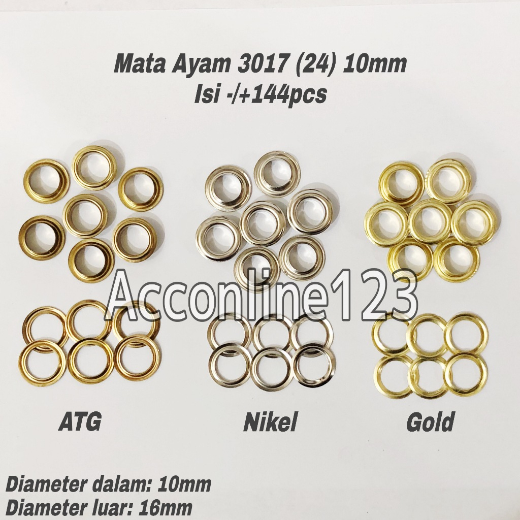 Jual (Isi -/+144pcs) Mata Ayam 3017 (24) 10mm / Mata Ayam Eyelet 3017 ...