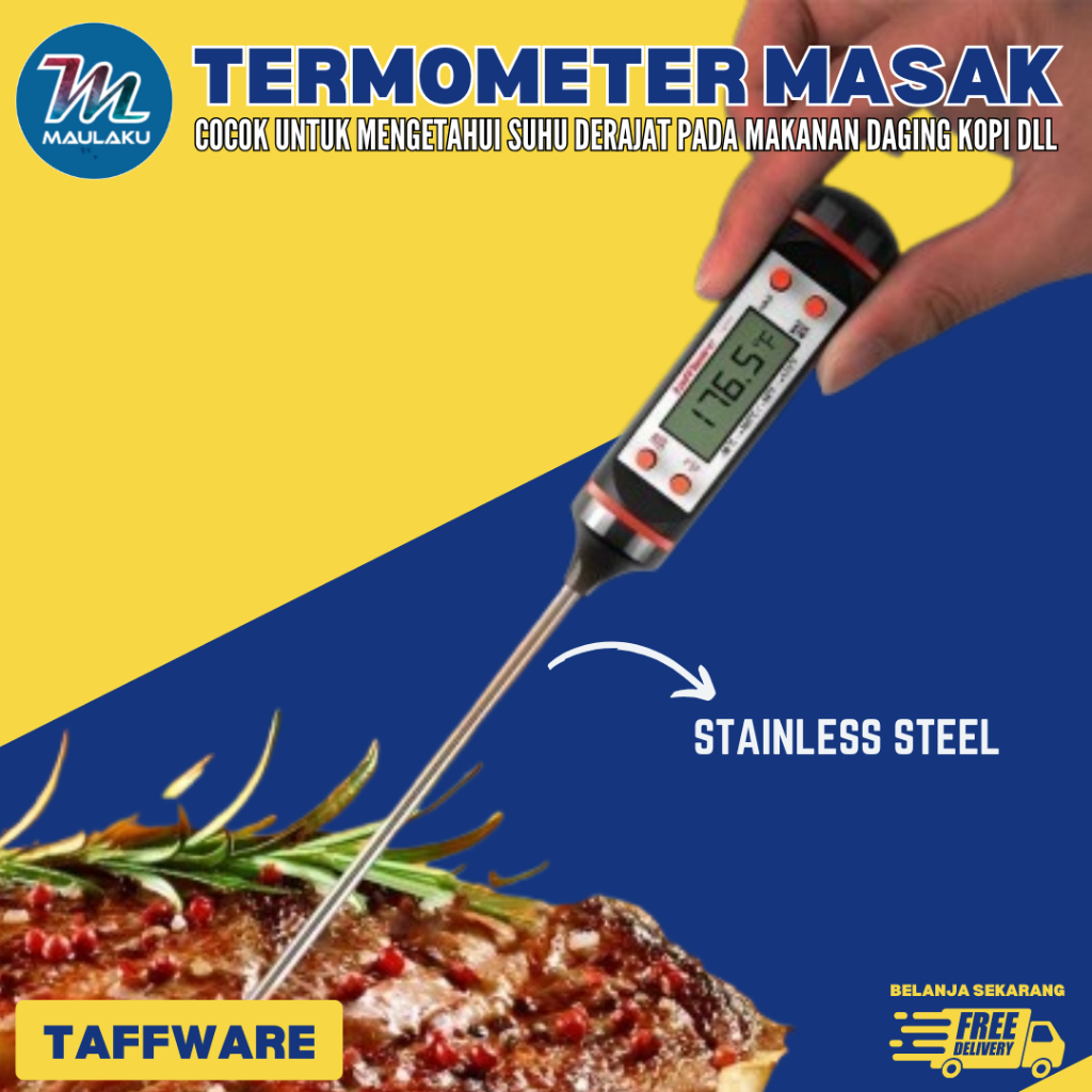 Jual Termometer Pengukur Suhu Makanan Masakan Digital Daging Kopi Susu ...