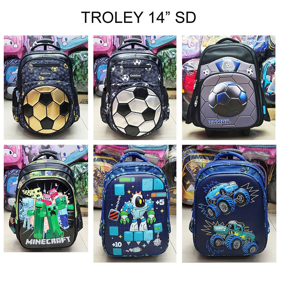 Jual PROMO TROLLEY DORONG UKURAN SEDANG TAS ANAK SEKOLAH BARU GAMBAR ...