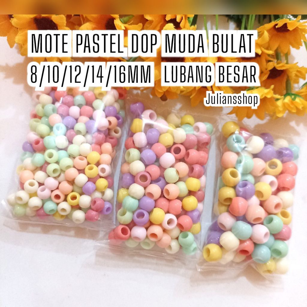 Jual 25 Gram Manik Susu Pastel Bulat Lubang Besar Mote Warna Campur Dop ...