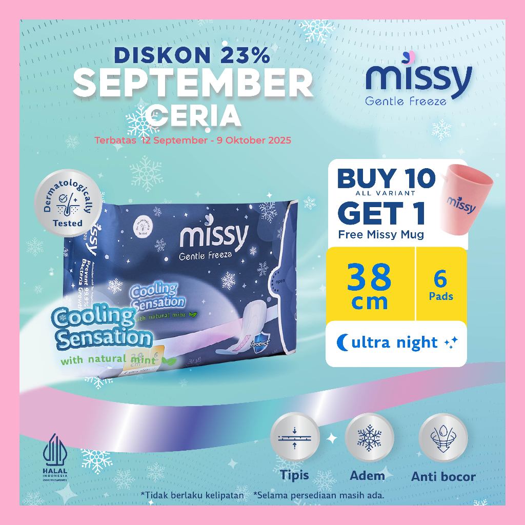 Jual Pembalut MISSY GENTLE FREEZE ULTRA NIGHT / Pembalut HERBAL ...