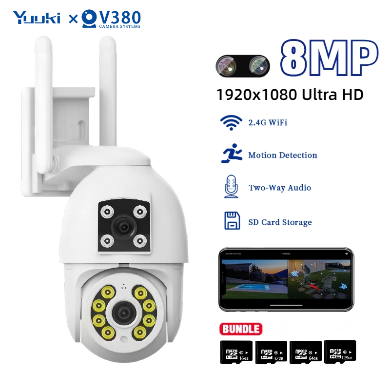 Jual V380 Pro Dual Lens Outdoor CCTV Smart Wifi HD 8MP Full View Night Vision Audio Dua Arah IP ...