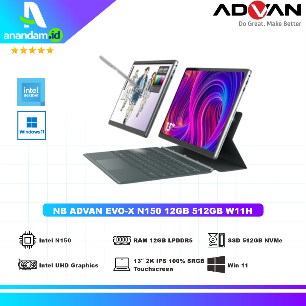 Jual Advan Evo-X 13 2in1 Touchscreen Intel N150 12GB SSD 512GB 13 W11 ...