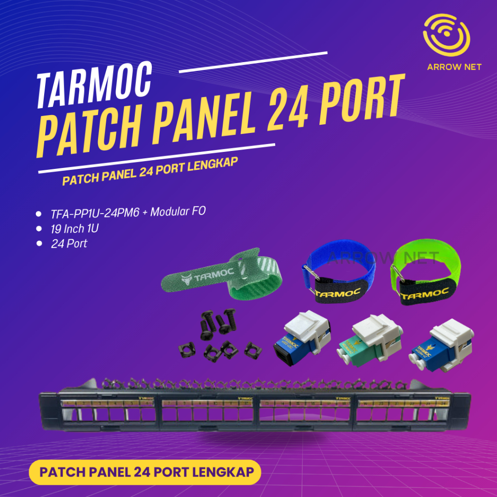 Jual Tarmoc TFA-PP1U-24PM6 | Patch Panel 24 Port Fiber Optic FO LENGKAP ...