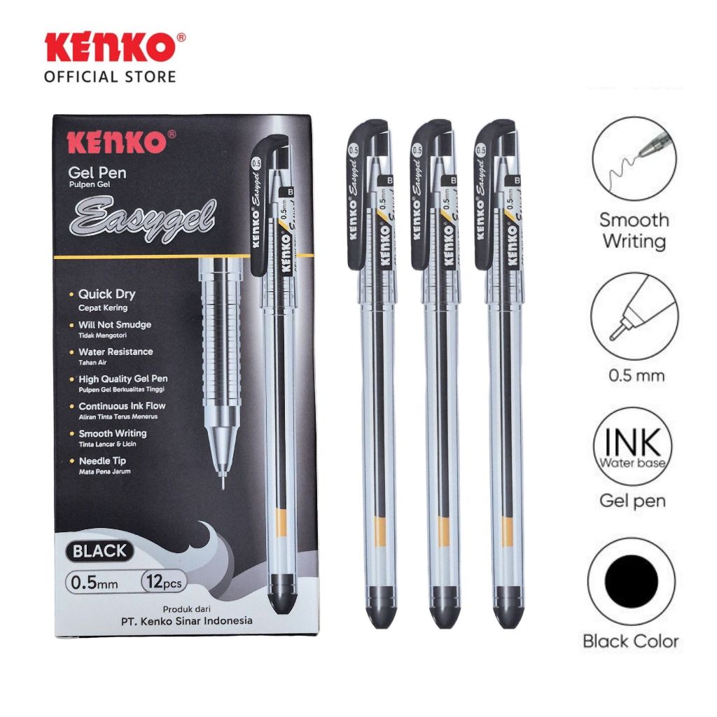 Jual [1 BOX / 12 PCS] Pulpen Pen KENKO Gel Pen Easy Gel 0.5mm | Shopee ...
