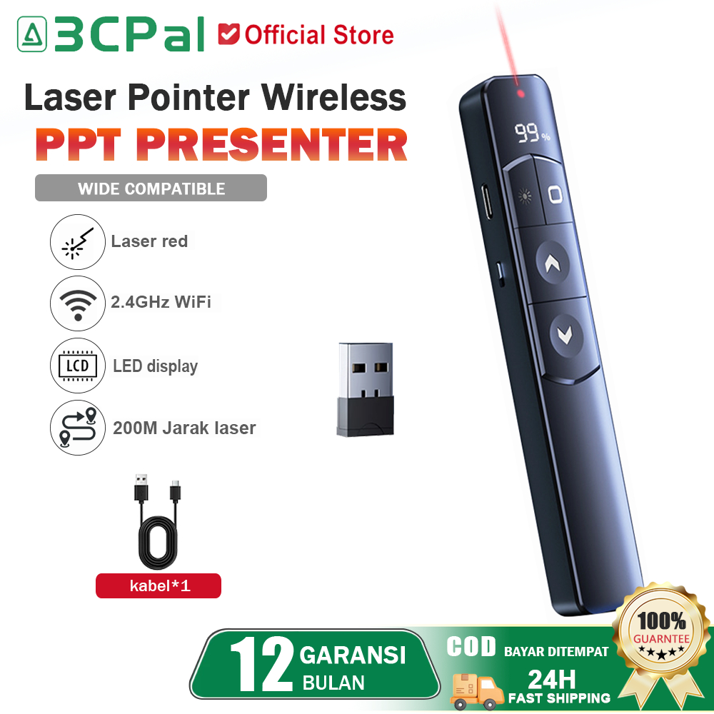 Jual 3CPAL Laser Pointer Remote Control Presenter Wireless 2.4ghz For Mac Windows Linux | Shopee ...