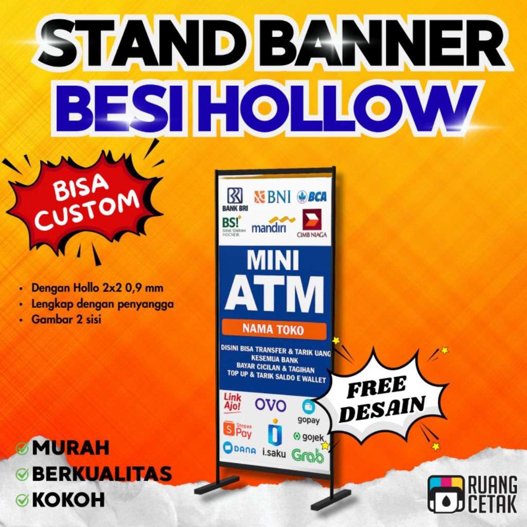 Jual STANDING BANNER BESI 2 SISI TERMURAH SUDAH LENGKAP TINGGAL PAKAI ...