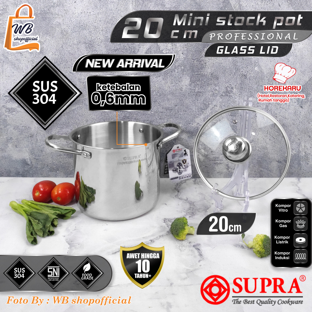 Jual Supra Professional SUS 304 Mini Stockpot Stainless steel lid 20cm ...