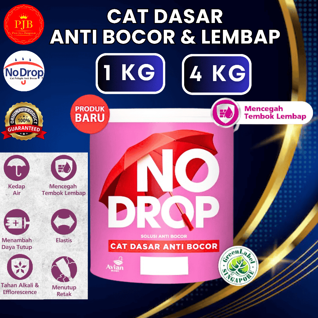 Jual NO DROP CAT DASAR ANTI BOCOR & LEMBAP (1 KG & 4 KG) TAHAN ALKALI ...
