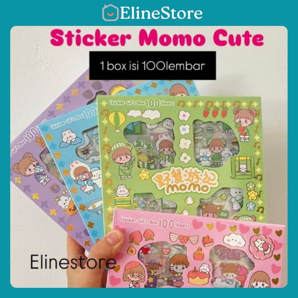 Jual STICKER MOMO WATERPROOF ISI 100 LEMBAR PER BOX Anti Air Korea Lucu ...