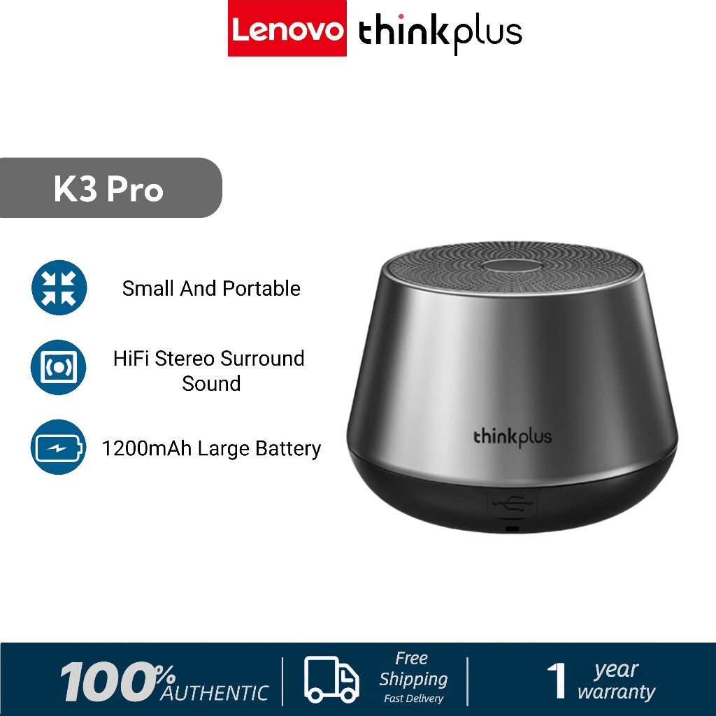 Jual Lenovo Thinkplus K3 Pro Original Speaker Bluetooth Wireless Stereo Mini HiFi Portable Sound ...