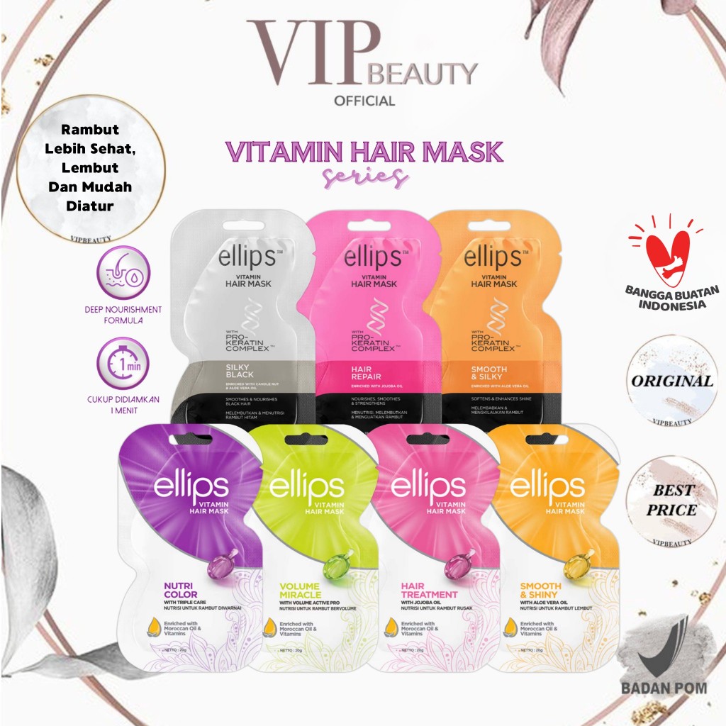 Jual ELLIPS Vitamin Hair Mask Sachet 20gr | With Pro Keratin Sachet ...