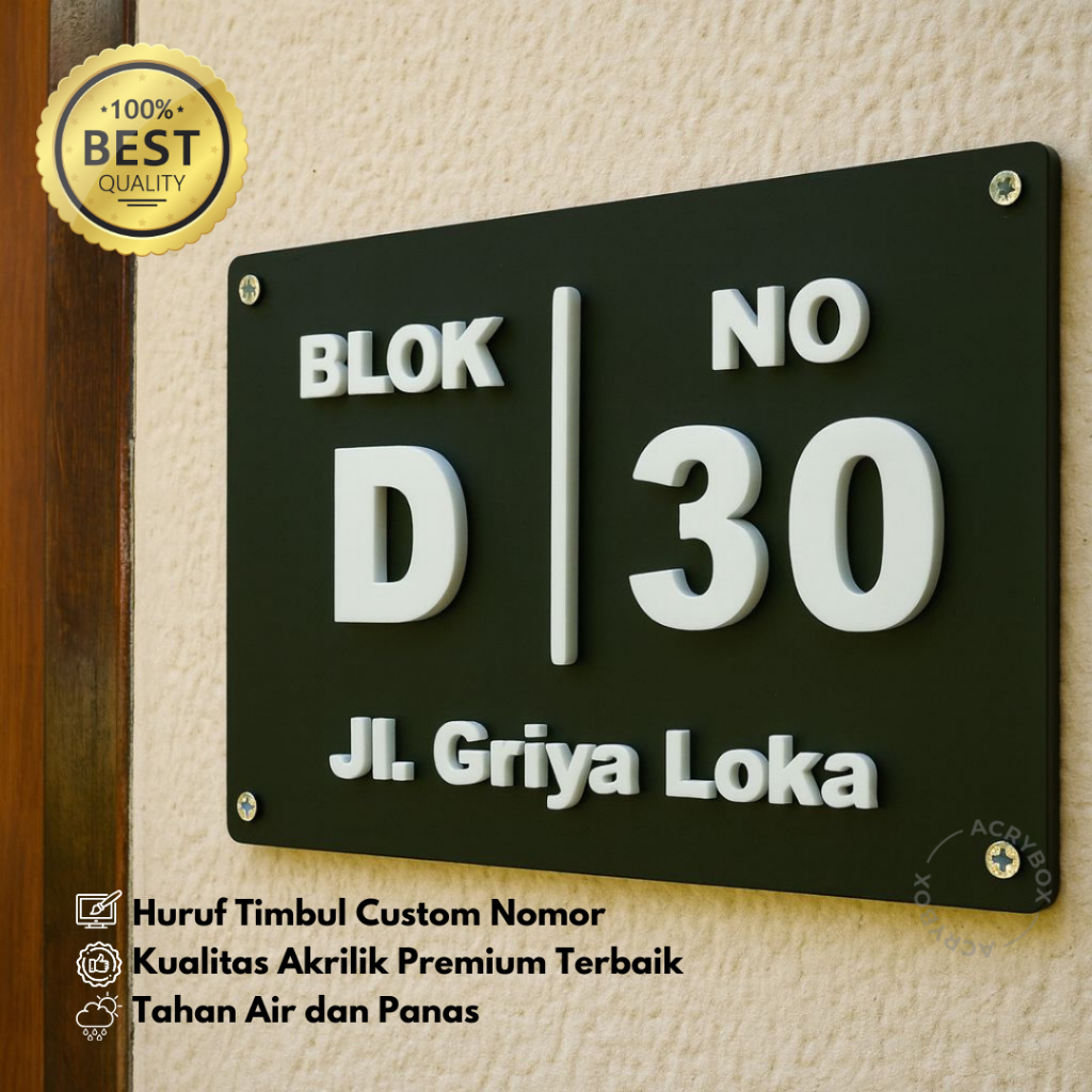 Jual Nomor Rumah Custom Akrilik Timbul 3D Alamat Rumah Minimalist ...