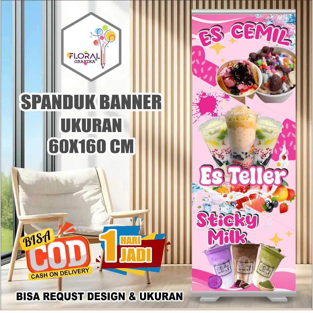 Jual Size 60x160 Cm Banner Es Cemil Es Teler StickyMilk Viral Free ...