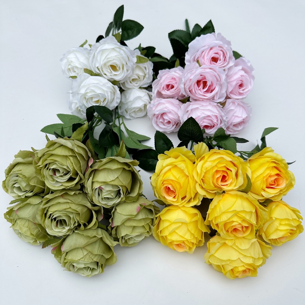 Jual (7 Bunga) Bunga Snow Mountain Rose Artificial/Bunga Mawar Palsu ...
