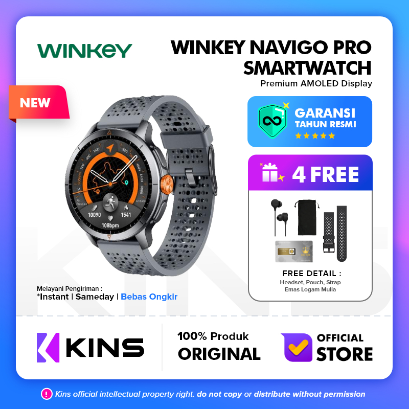 Jual WINKEY Smartwatch NaviGO PRO Offline Maps AMOLED Screen BT Call ...