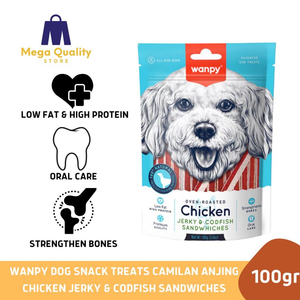 Jual Wanpy Dog Snack Treats Camilan Anjing Chicken Jerky & CODFISH ...