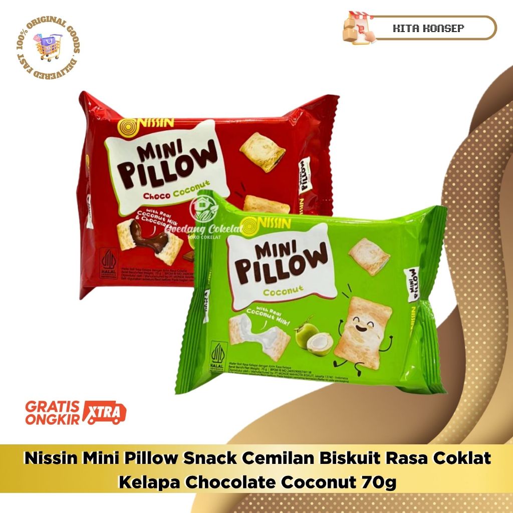 Jual Nissin Mini Pillow Snack Cemilan Biskuit Rasa Coklat Kelapa ...
