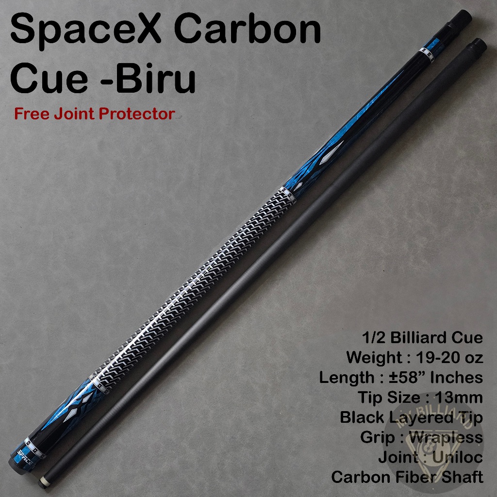 Jual Space X Carbon Fiber Cue Stick Biru - 13mm SpaceX Stick Billiard ...