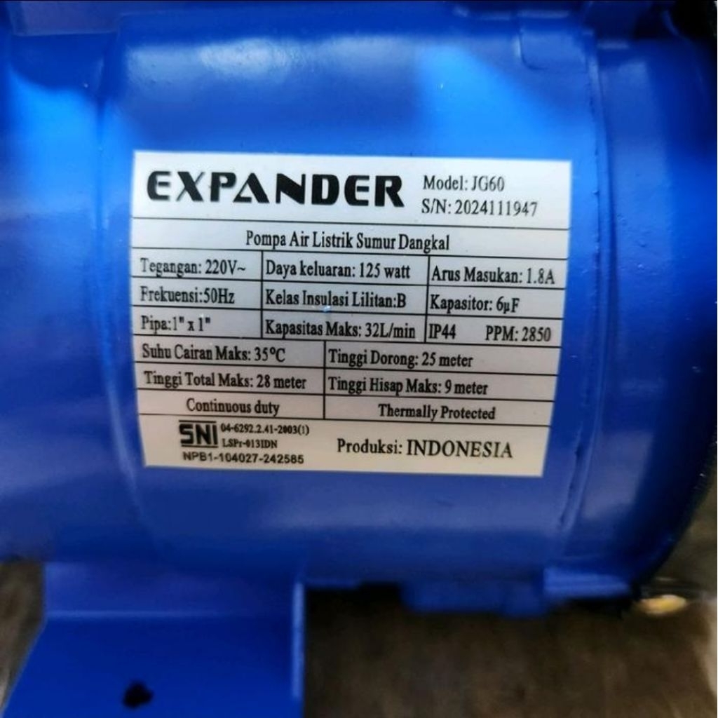 Jual POMPA DORONG EXPANDER JG60 PLUS OTOMATIS EXPANDER 01 DAN FLOK SOK ...