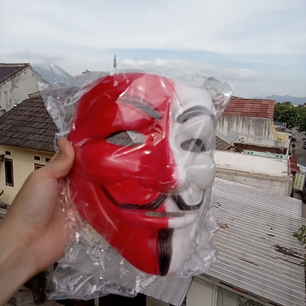 Jual topeng anonymous merah putih indonesia / topeng hacker / topeng ...