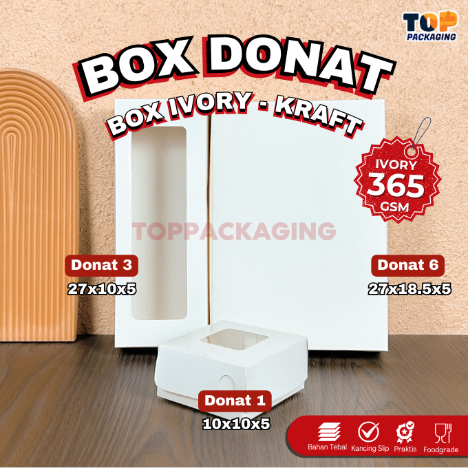 Jual Box Donat Ivory Polos Window Kemasan Kue Cookies Brownies Pie ...