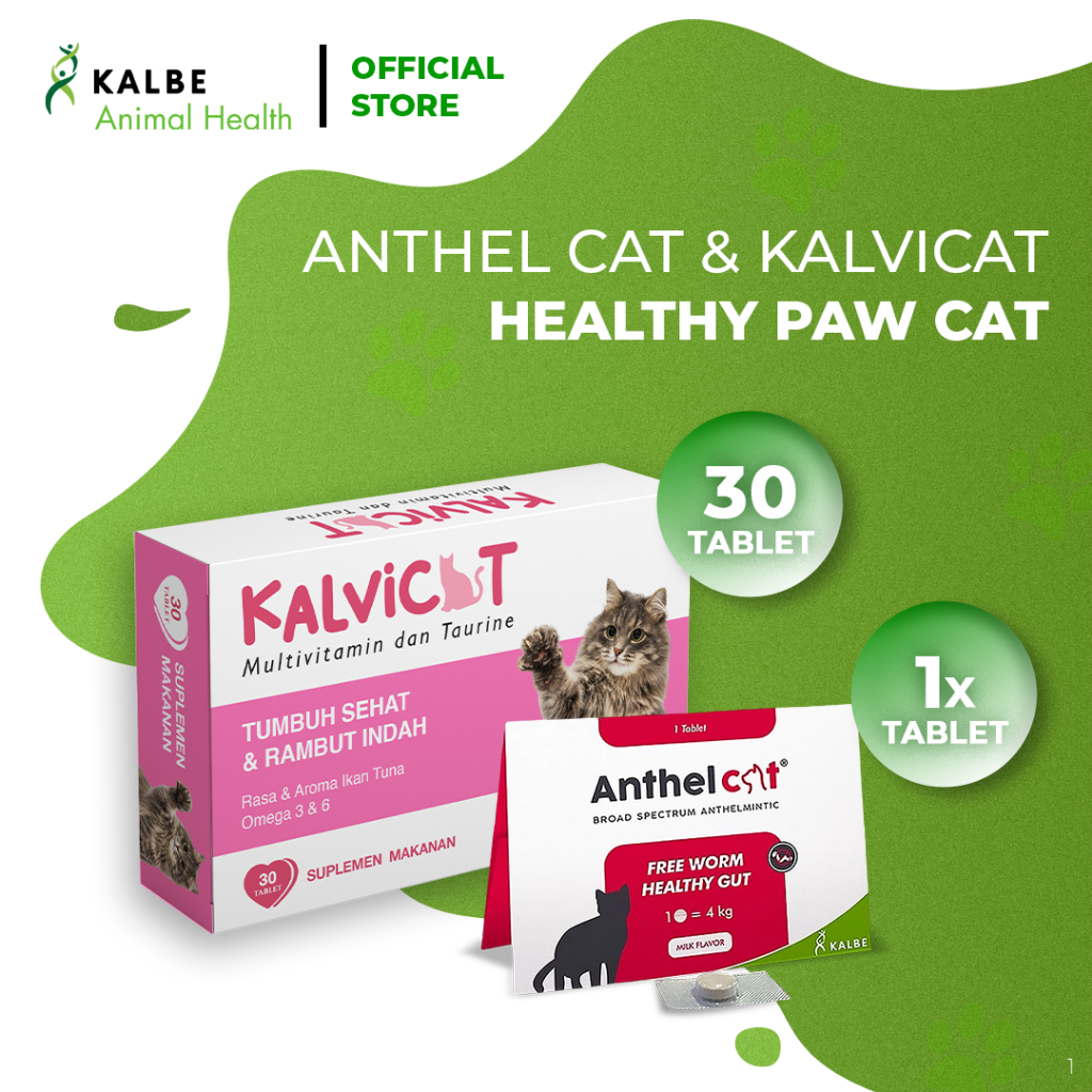Jual [BUNDLE] Healthy Paw Cat - Kalvicat 30 Tablet & Anthel Cat 1 ...