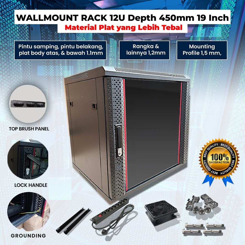Jual Wallmount rack 12U depth 500mm / rack server 12U + Palet Kayu ...