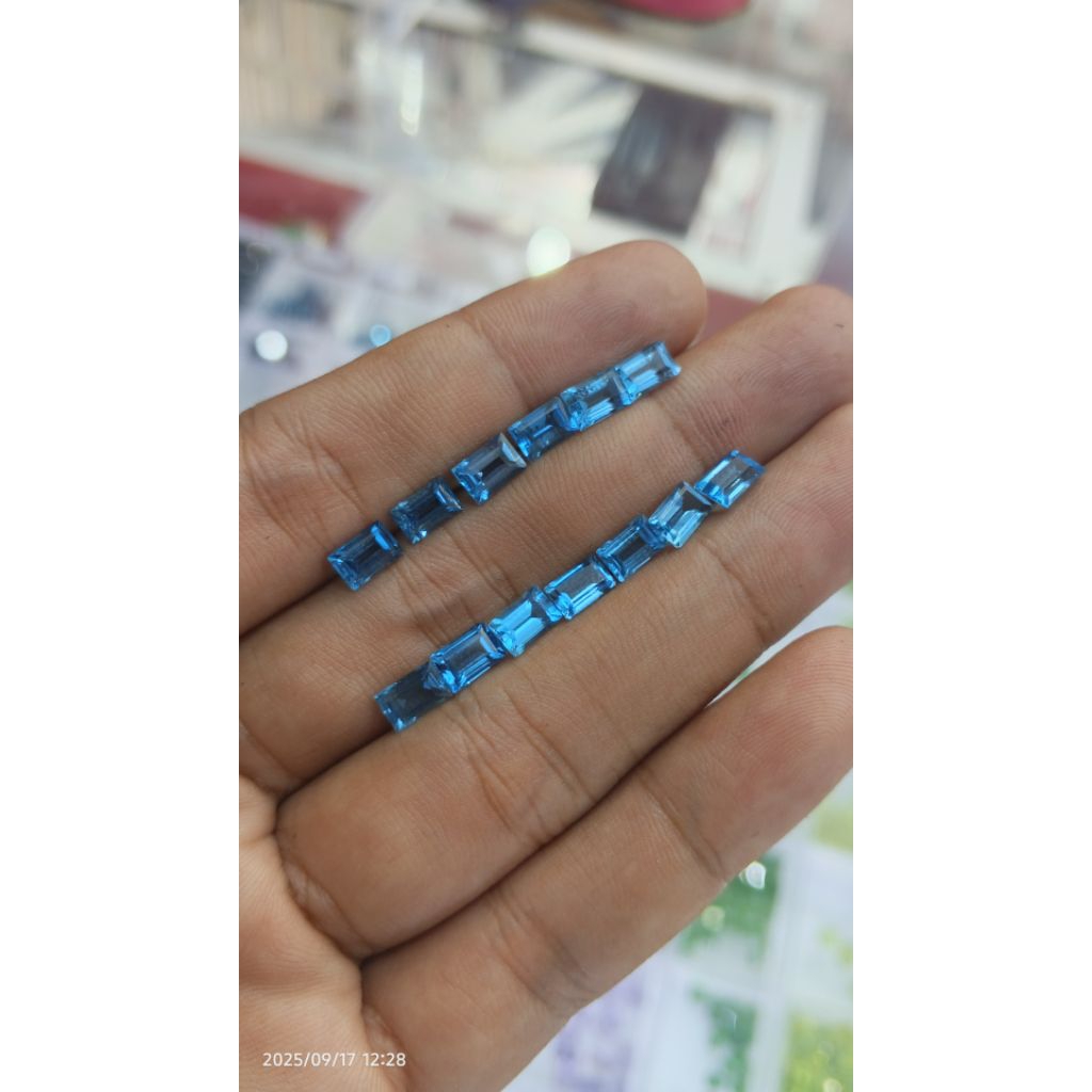 Jual ready batu natural blue topaz dim 6x4mm | Shopee Indonesia