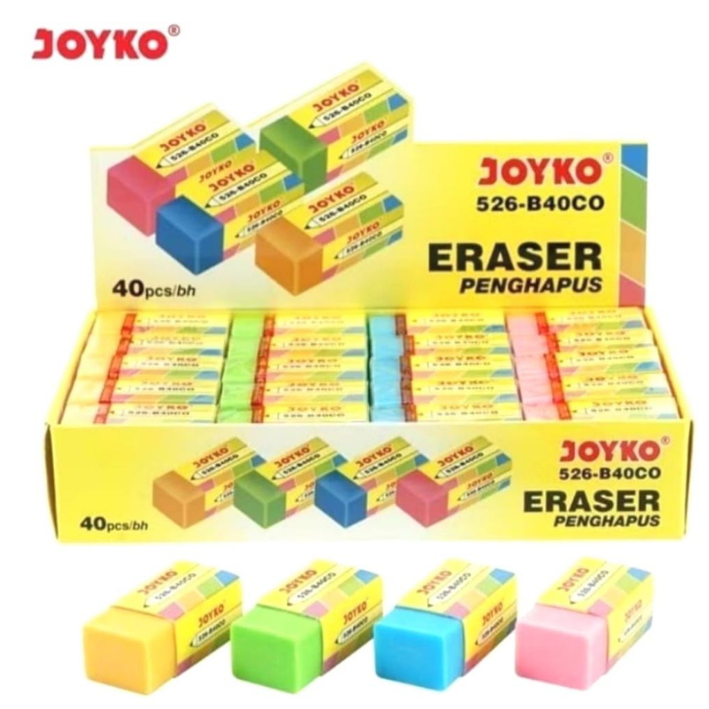 Jual Penghapus pensil 40 pcs Stark / eraser warna warni stip putih dan ...