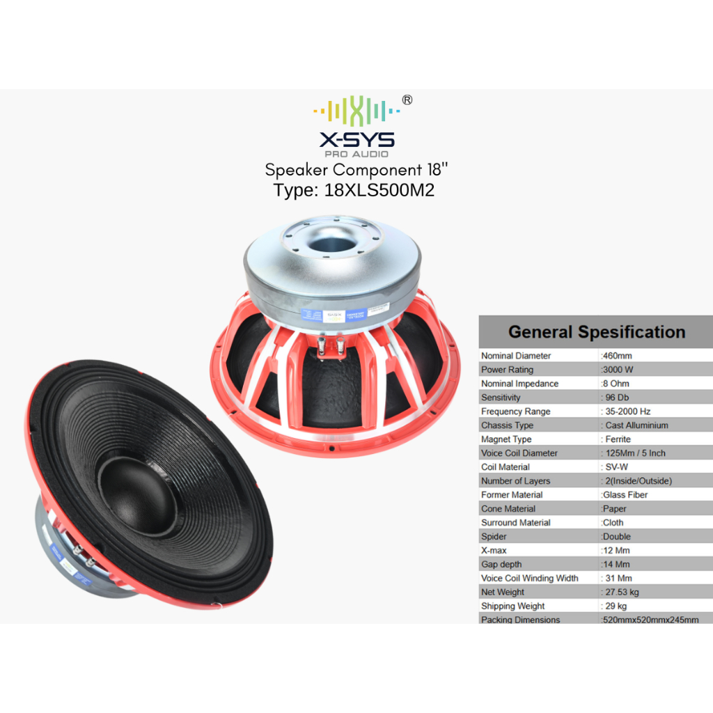 Jual SPEAKER COMPONENT XSYS 18XLS500 M2 XSYS COIL 5 Inch (DOUBLE MAGNET ...