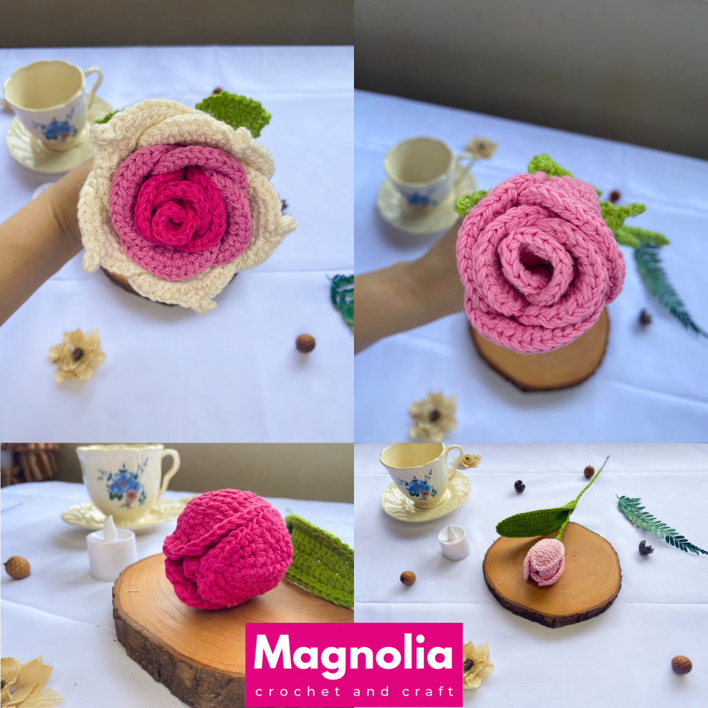 Jual Bunga rajut stuffed tulip/thai rose/glass rose homemade premium ...