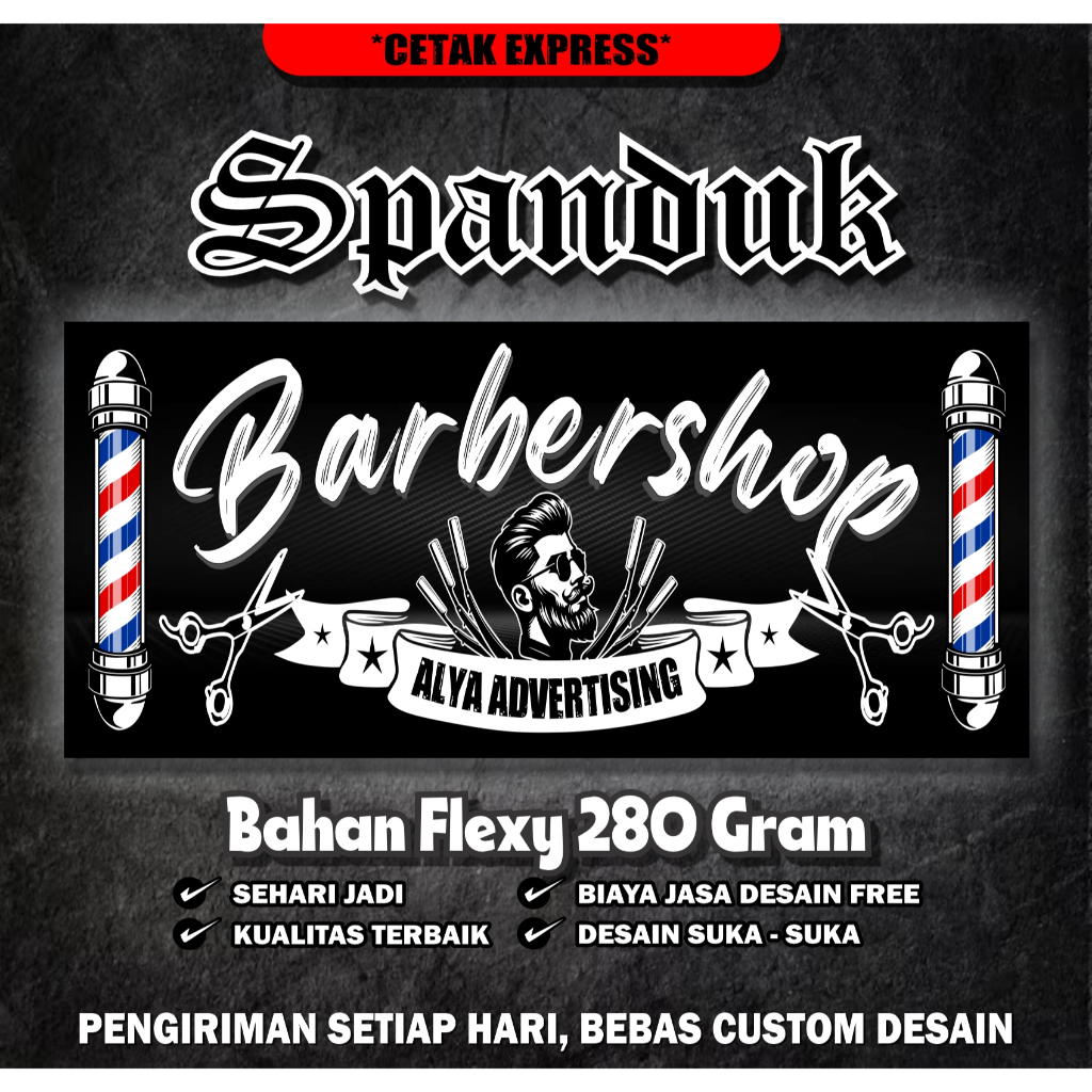 Jual Spanduk / Banner Pangkas Rambut, Ukuran 200x50 bisa ganti nama ...