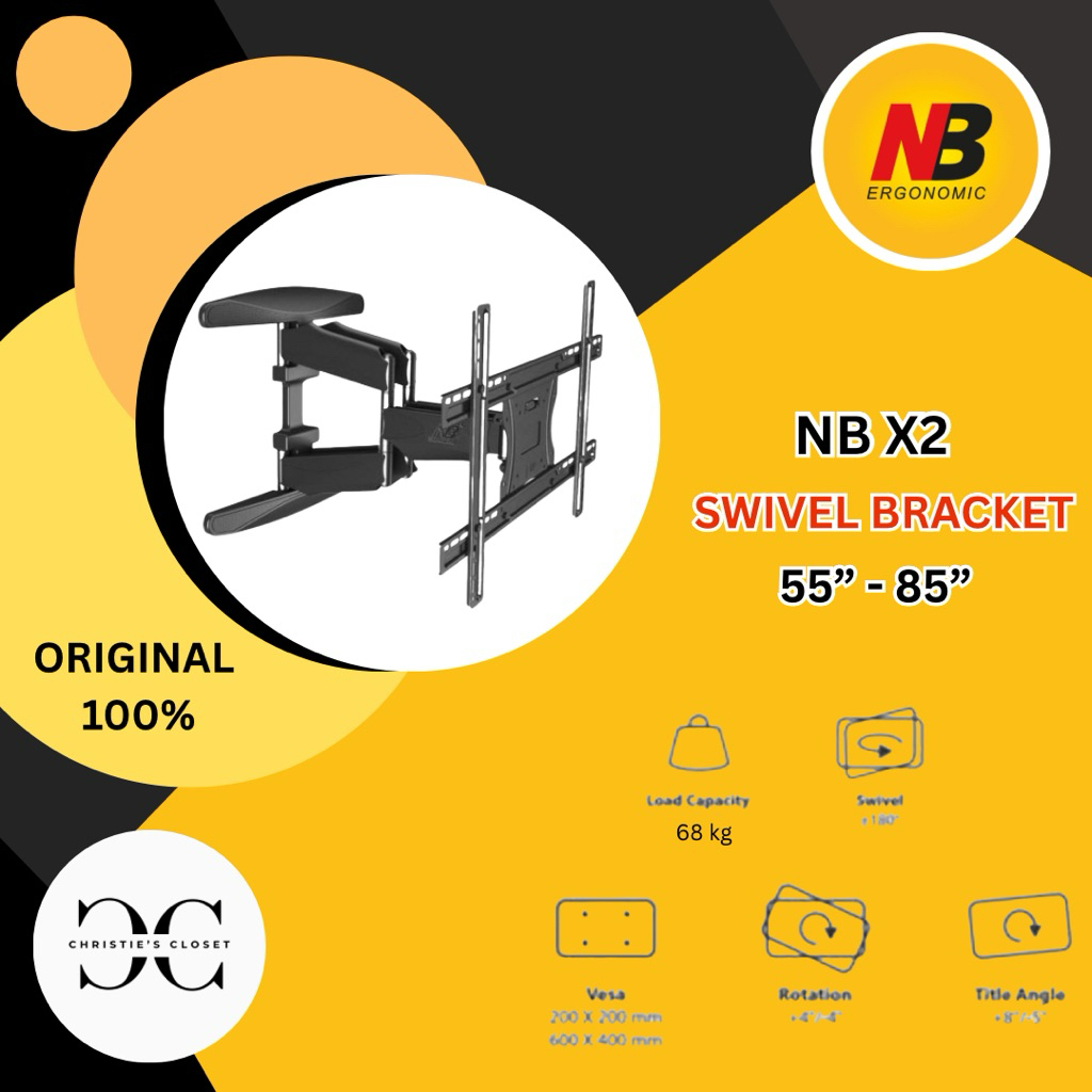 Jual North Bayou X2 Bracket TV Original NB Full Motion Cantilever Mount ...