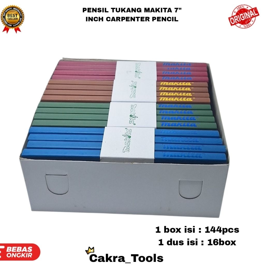 Jual [BOX] PENSIL TUKANG MAKITA 7 INCH / CARPENTER PENCIL 7 INCH ...