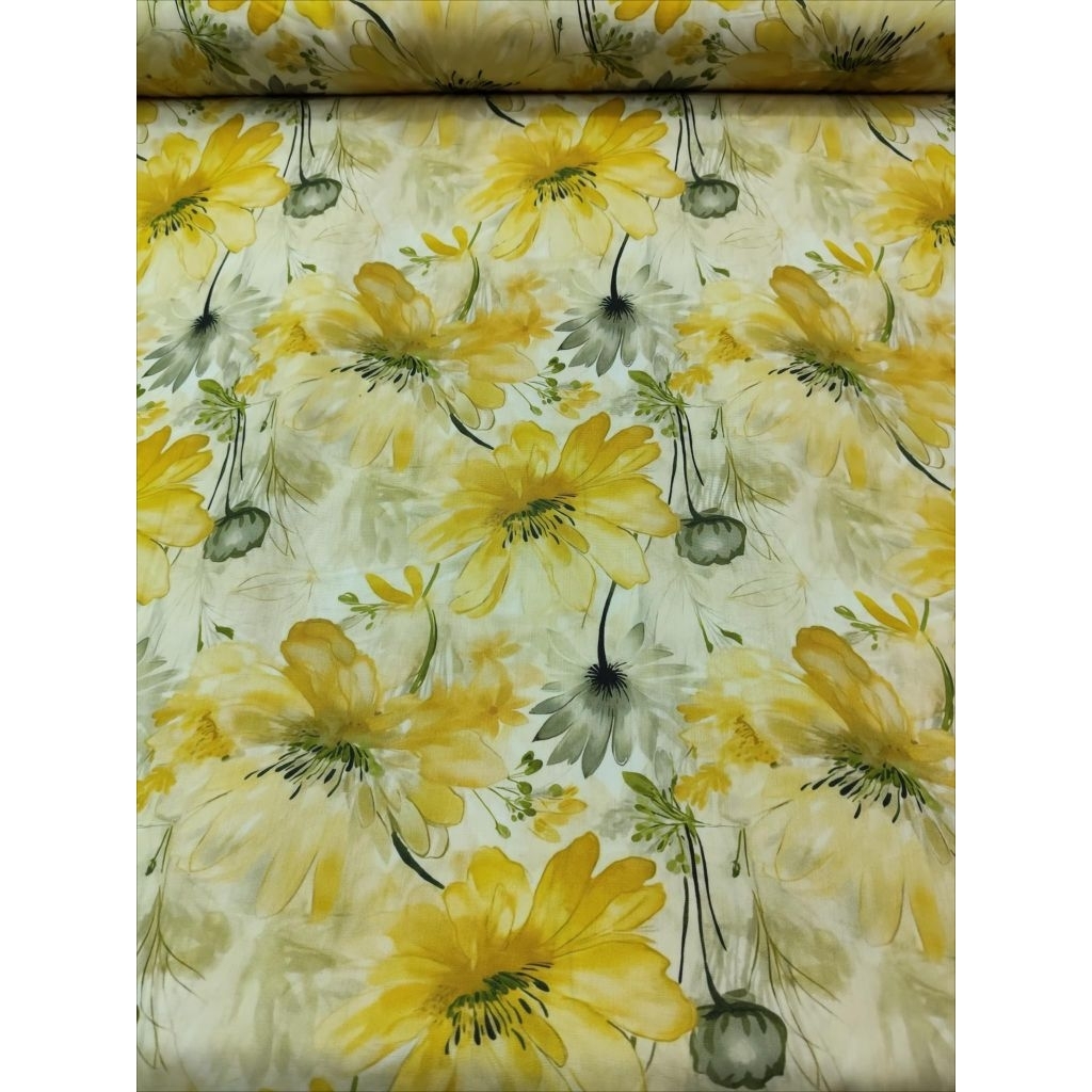 Jual Bahan Kain Katun Rayon Viscose Garment Motip Bunga Abstrak ...