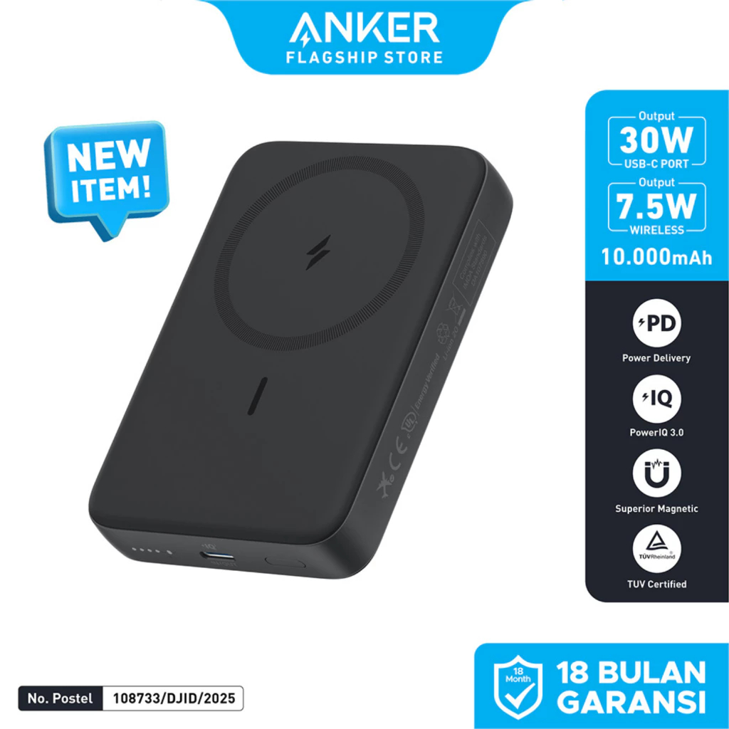 Jual Anker Zolo Magnetic PowerBank Compact 10,000mAh Wireless Portable ...
