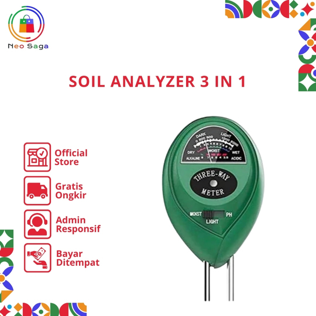 Jual Soil Analyzer 3in1 3 in 1 Soil Moisture PH Light Meter ALAT CEK ...