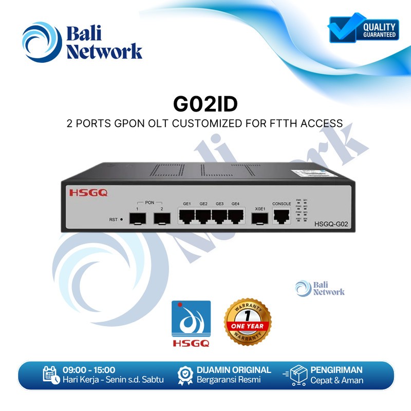 Jual HSGQ-G02ID GPON 2 Ports OLT,4*GE RJ45,1*10G SFP+, FTTH FTTR (inc 2 SFP C+++8db - 9db) HSGQ ...