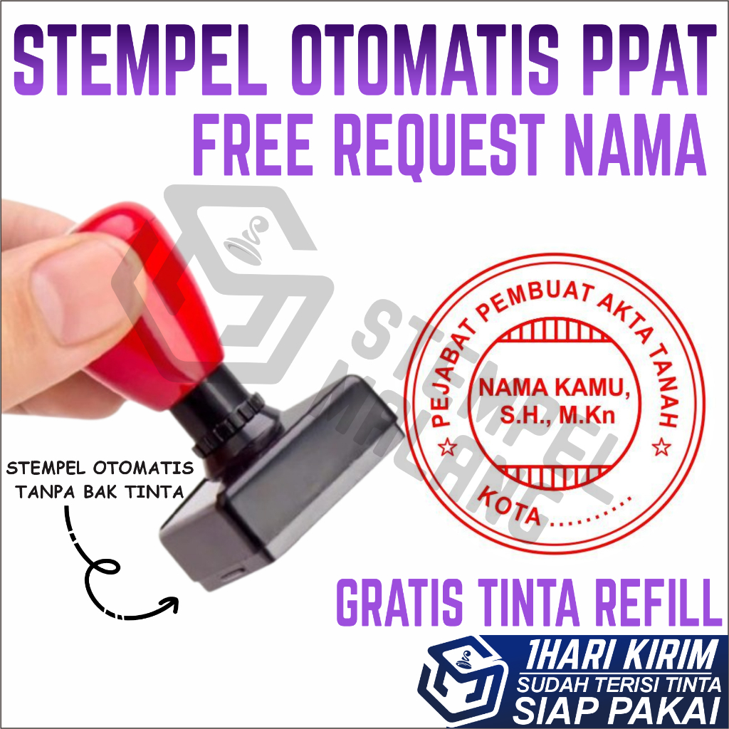 Jual STEMPEL OTOMATIS FLASH/PPAT FREE TINTA, SESUAI ATURAN | Shopee ...
