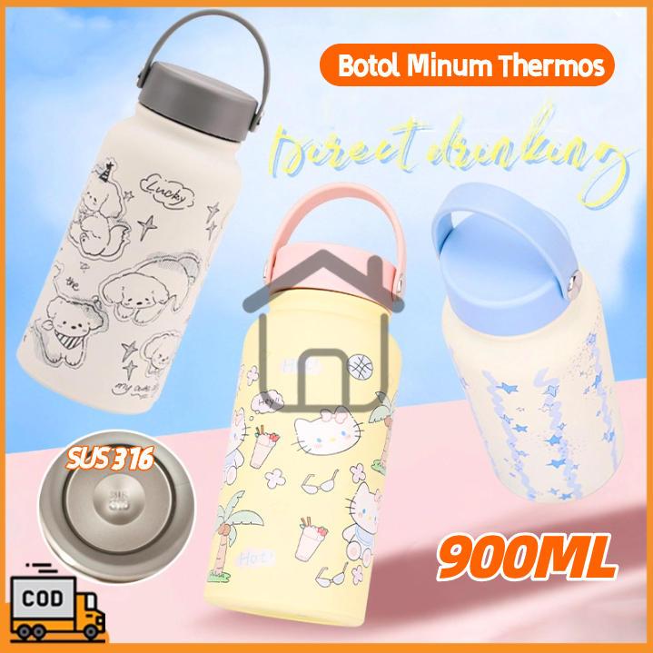 Jual INSPORT FREE 3D STICKER! 900ML Lucu Botol Minum Thermos Aesthetic ...