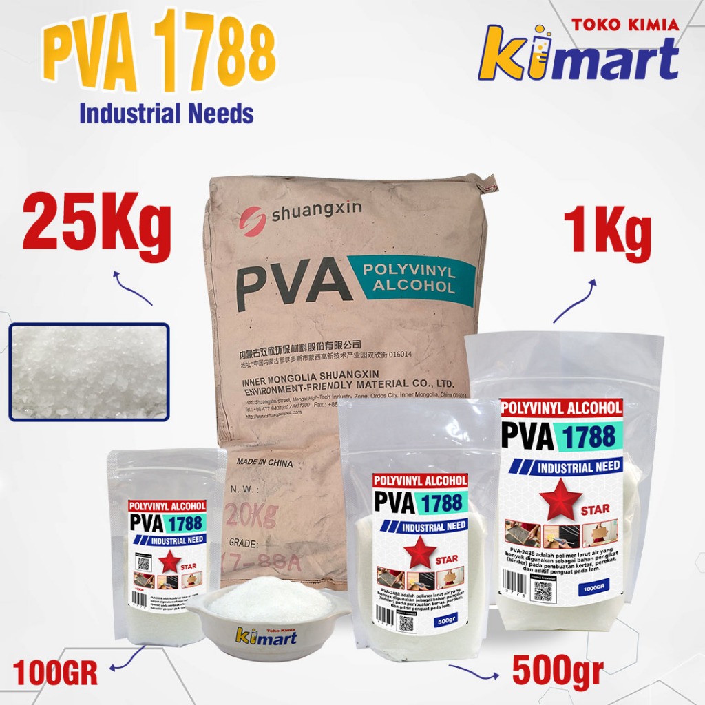 Jual PVA 1788 Polivinyl alcohol polimer vinil 100gr 500gr 1kg lem pva ...