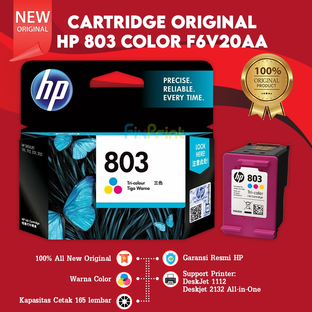 Jual Cartridge Original HP 803 Color F6V20AA Tinta Printer HP DeskJet ...