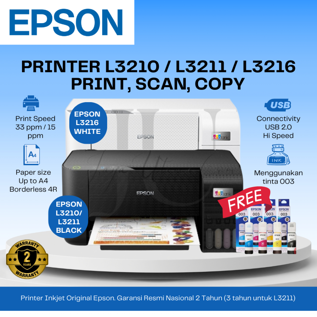 Jual Printer Epson L3210/L3211/L3216 (Print, Scan, Copy) Original Ink Tank Printer All In One ...