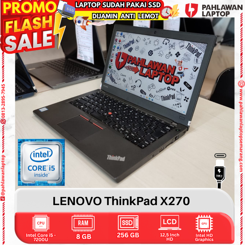 Jual LAPTOP LENOVO ThinkPad X270 Core i5 gen 7 RAM 8GB SSD 256GB Body ...