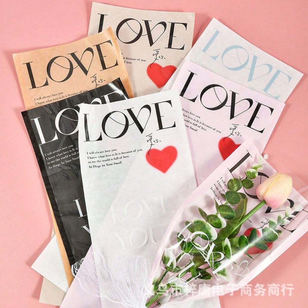 Jual PLASTIK SINGLE FLOWER OPP "LOVE" KOREAN STYLE PLASTIK BUNGA 1 ...