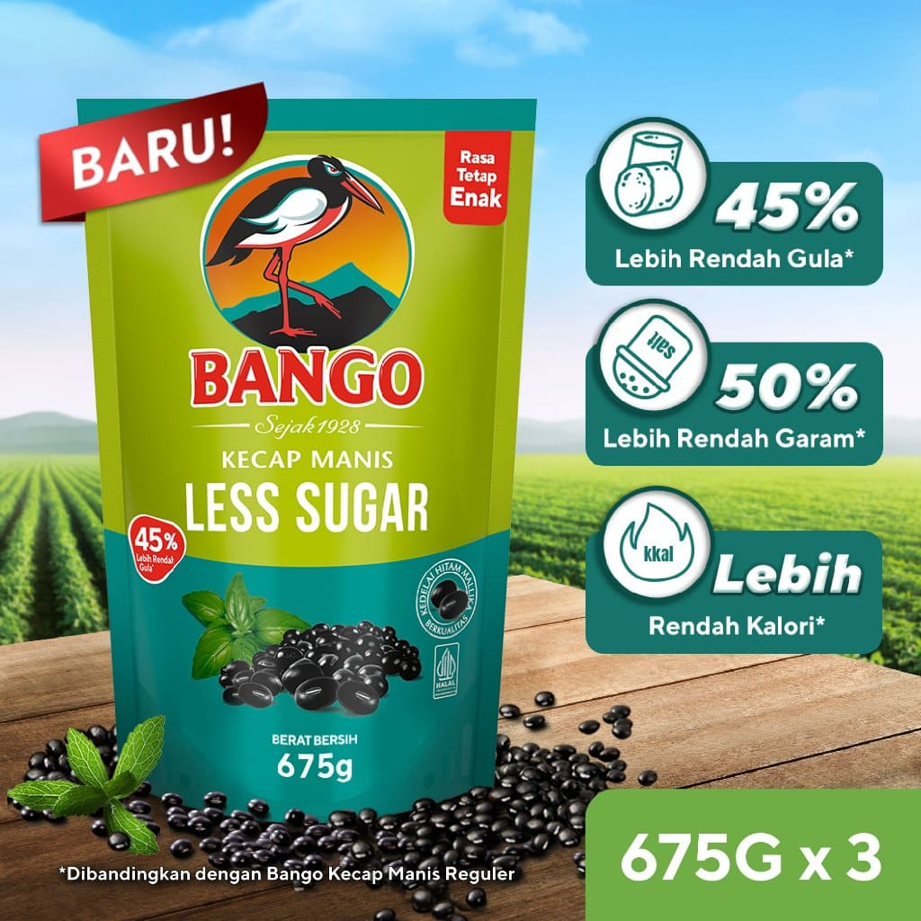 Jual BANGO LESS SUGAR 675G | KECAP RENDAH GULA x3pack | Shopee Indonesia