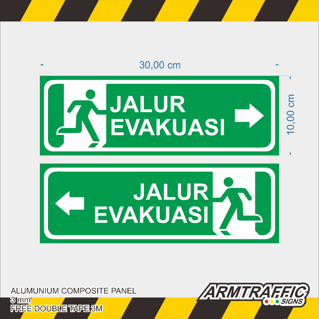 Jual RAMBU RAMBU / SIGN JALUR EVAKUASI 10 X 30 CM | Shopee Indonesia